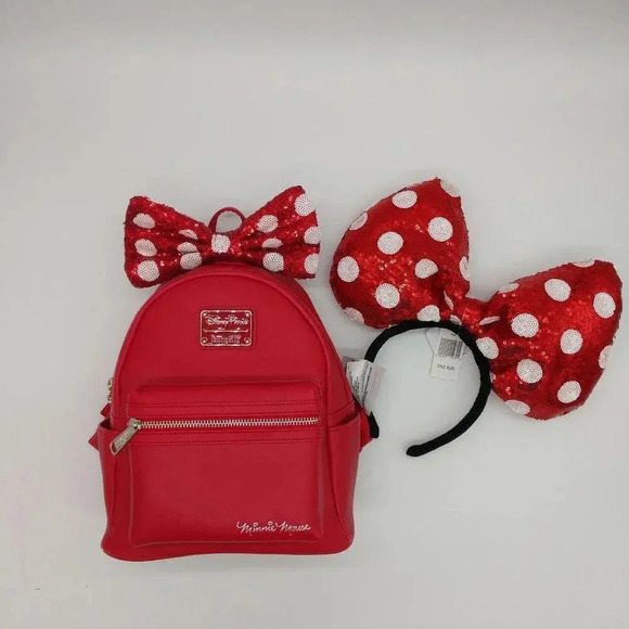 Loungefly | Bags | Loungefly Disney Parks Red Minnie Mouse Bag And Bow ...